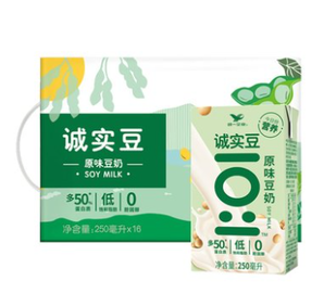 88VIP！ 统一 诚实豆 原味豆奶 250ml*16盒_没得比