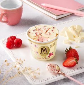限地区！MAGNUM 梦龙 和路雪 梦龙敲敲杯白巧克力莓果冰淇淋 69g*3杯_没得比